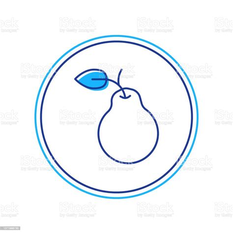 흰색 배경에 격리된 윤곽선 Pear 아이콘입니다 잎 기호와 과일 벡터 0명에 대한 스톡 벡터 아트 및 기타 이미지 0명