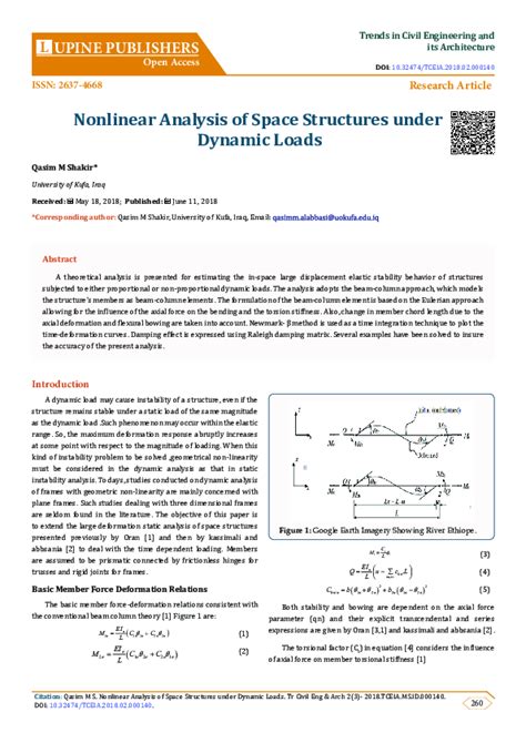 pdf nonlinear analysis of space structures under dynamic loads