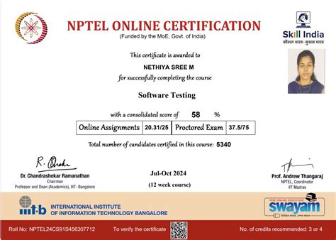 Nethiyasree Murugan On Linkedin Certification Nptel