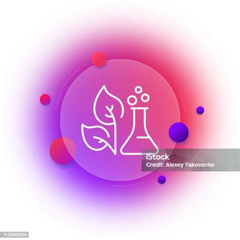 화학 플라스크 라인 아이콘이있는 공장 자연 잎 잎 광합성 엽록소 증발 연구 화학 과학 개념 유리 형태론 비즈니스 및 광고에 대한 벡터 라인 아이콘 0명에 대한 스톡 벡터