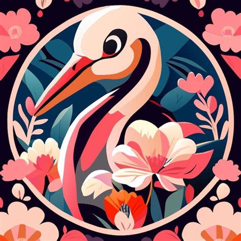 Premium Vector Cute Stork Vector Illustration