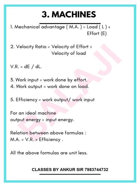 Important Formulae Sheet 3 Machines Pdf