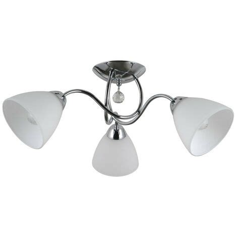 Italux Lugano Plafonnier Stylisé Plafonnier Chrome Blanc Lumières avec Abat Jour Blanc E