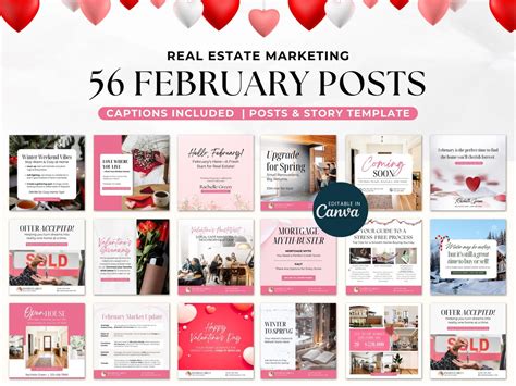 February Real Estate Templates Valentines Day Real Estate Posts Real
