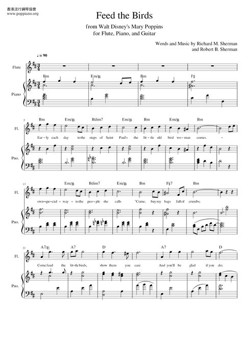 Mary Poppins Feed The Birds Pdf琴譜免費下載 香港流行鋼琴協會 ★