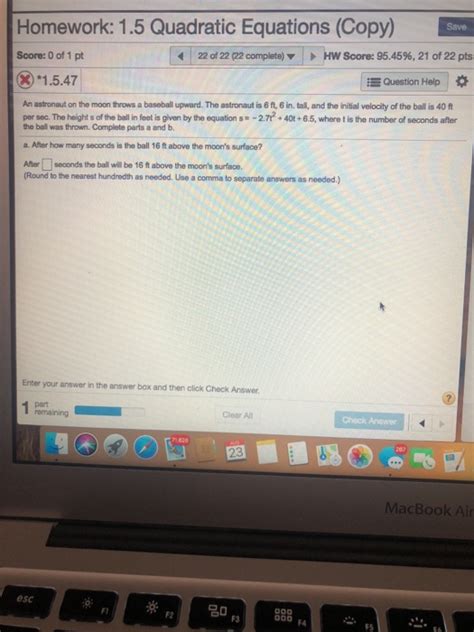 Solved Homework 1 5 Quadratic Equations Copy Save Score