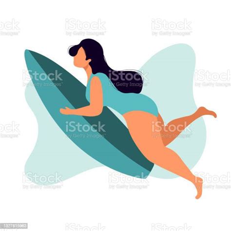 바다 또는 바다에서 서핑 여자 서핑 보드 해변 및 여름 분위기에 서 서퍼 트로피컬 하와이 프린트 수영복을 입은 서핑 소녀 스포츠