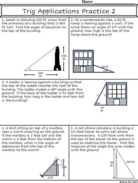 Trig Application Problems By Poe Pro Math Resources Tpt