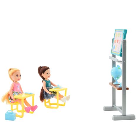 Tanárnő Baba Barbie Típusú Tartozékkészlet és Két Kis Baba Iskoláslányok Emaghu