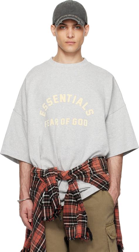 Gray Crewneck T Shirt By Fear Of God Essentials On Sale