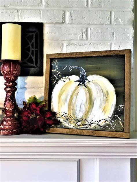 White Rustic Pumpkin Fall Rustic Decor Wood Fall Sign Fall Home Decor