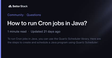 How To Run Cron Jobs In Java Better Stack Community
