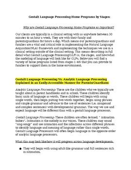 Gestalt Language Processing Home Programs Stages 1 6 TPT