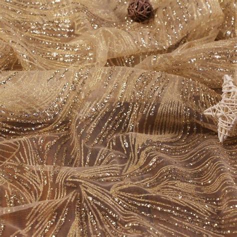 Buy Gold Stripe Sequins Lace Fabric By The Yardwedding Bridal Gown