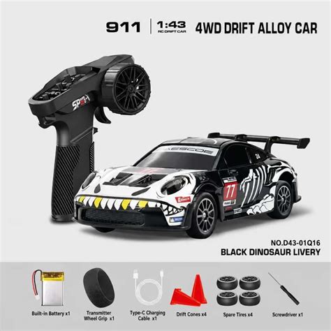 Hstar D43 01q16 Porsche 911 Black Dinosaur Livery Edition 1 43 Scale