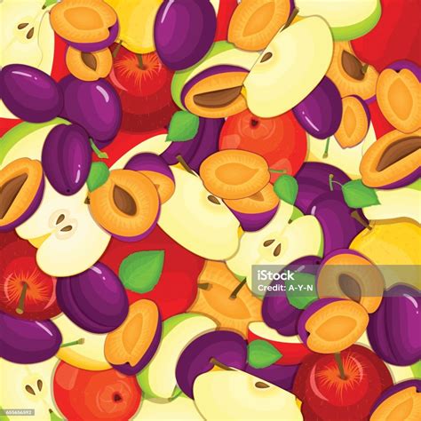 잘 익은 달콤한 매 화 애플 배경입니다 벡터 카드 그림입니다 간격이 신선한 매 Applles 벗 겨 절반 조각 포장 디자인 건강 식품 다이어트에 대 한 시드 맛 있어 보이는