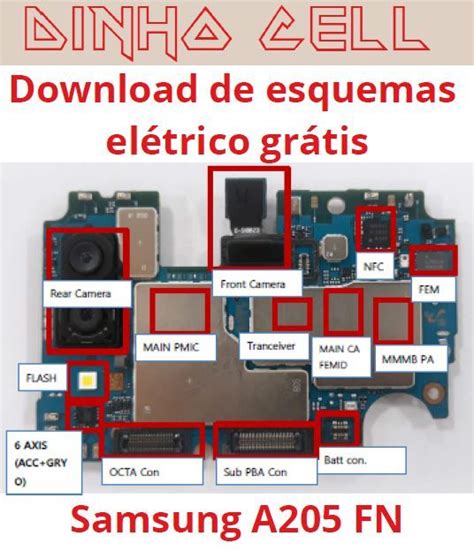 The Back Side Of A Cell Phone With Its Components Labeled In Red And