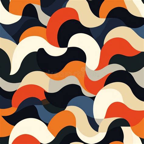 A Geometric Ocean Waves Illustration With Stylized Curling Wave Shapes In A Repeating Abstract