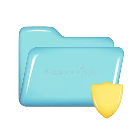 Realistic 3d Blue Folder With Shield Icon Decorative 3d User Management Opened File Element
