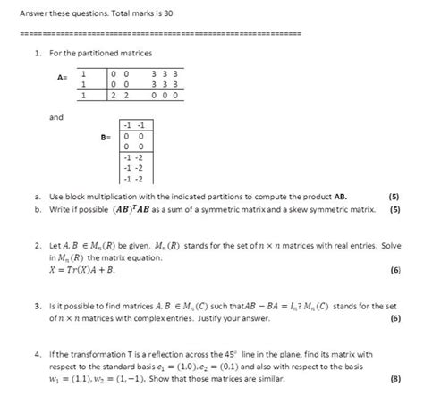 Solved Answer These Questions Total Marks Is 30 Ii 1 For