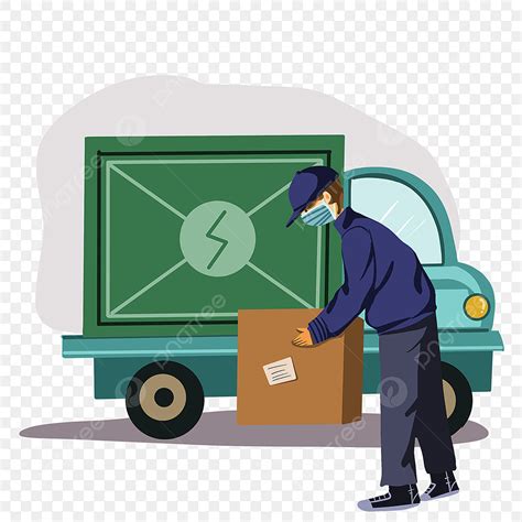 卡通手繪貨車配送元素 交付剪貼畫 卡車 面具素材圖案，psd和png圖片免費下載