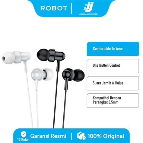 Jual Headset Robot Re20 Wired Earphone Bass Smartphone Original Garansi