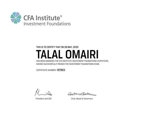 Cfa Certificate Pdf