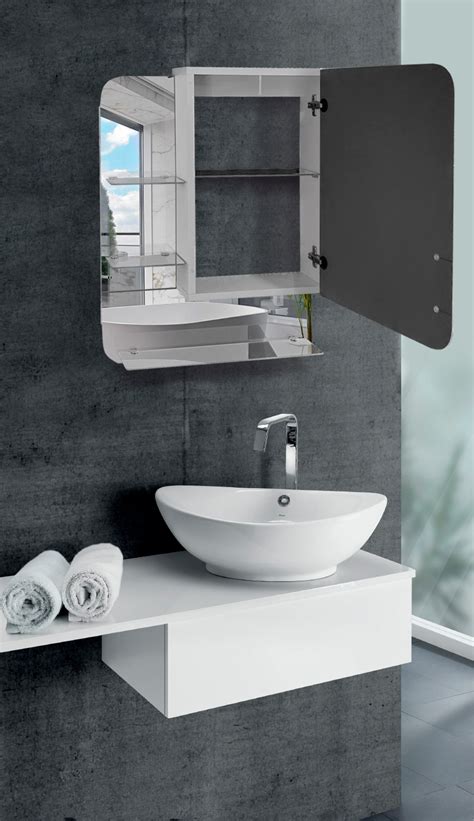 ᐉ Шафа дзеркальна навісна Tobi Sho Економ з відкритими полицями для ванної кімнати Тs 74