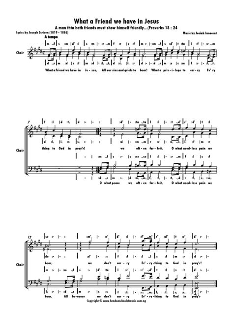 What A Freind We Have In Jesus Chorus Sib Pdf