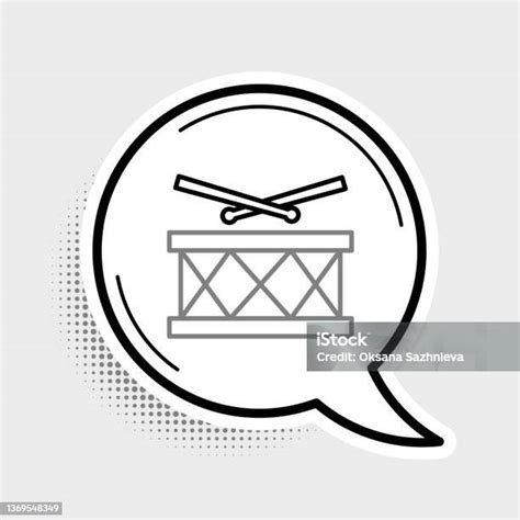회색 배경에 고립 된 드럼 스틱 아이콘라인 드럼 음악 기호입니다 악기 기호 다채로운 개요 개념 벡터 3월에 대한 스톡 벡터 아트 및 기타 이미지 Istock