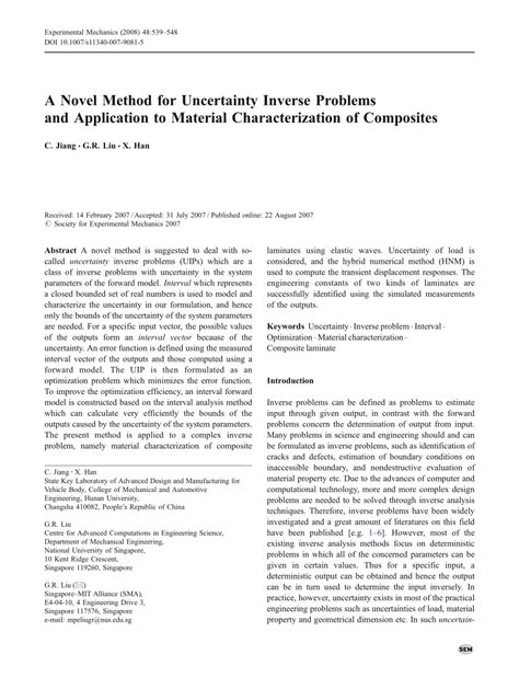 Pdf A Novel Method For Uncertainty Inverse Problems And Application