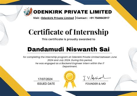 Internship Backendengineer Odenkirkprivatelimited