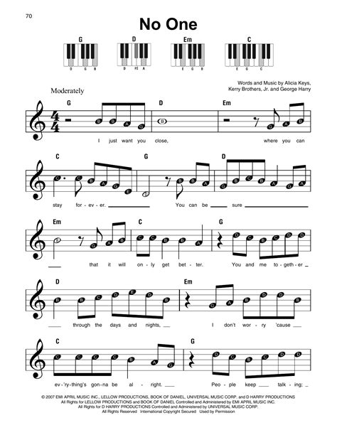 No One By Alicia Keys Sheet Music For Super Easy Piano At Sheet Music