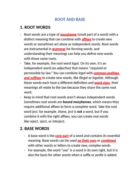 Root And Base Pdf Word Syntax
