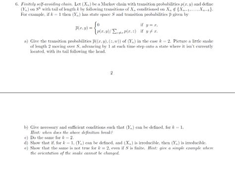 6 finitely self avoiding chain let xn be a markov