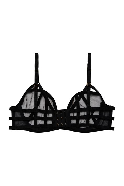 Hustler Arielle Black Mesh Bra With Open Strap Back Playful Promises Usa