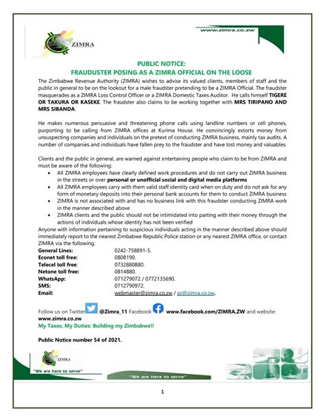 Public Notice Zimbabwe Revenue Authority Zimra