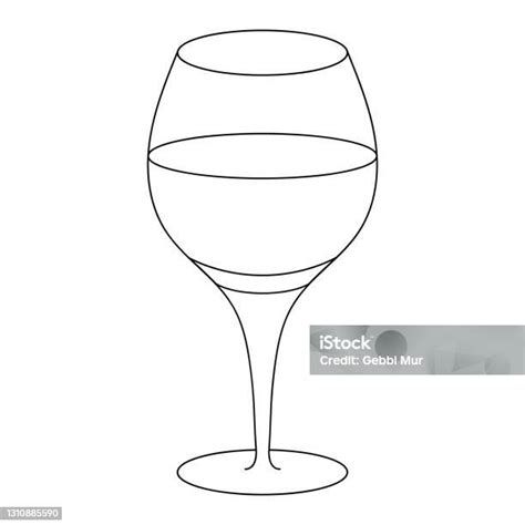 와인 한 잔 스케치 벡터 그림입니다 알코올 음료를 위한 크리스탈 유리 부활절 카호르가 유리 잔에 부어넣습니다 격리된 흰색 배경의 윤곽선입니다 낙서 스타일 0명에 대한 스톡