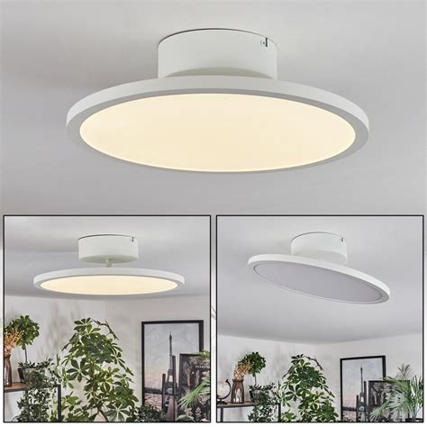 Hofstein Deckenleuchte Runde Deckenlampe Aus Metallkunststoff In Weiß