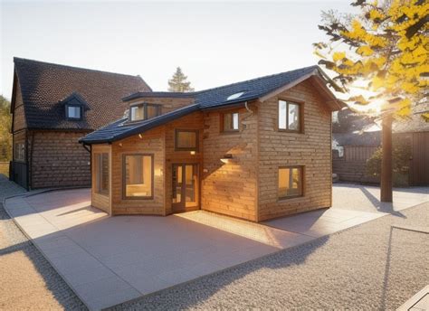 Small Cottage Made Of European Oak Wood Cladding And Cedar Shake Roof