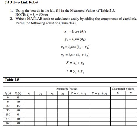 Solved 143 Two Link Robot 1 Using The Boards In The Lab
