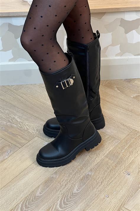 Izzy Longline Biker Boot In Black The Walk In Wardrobe