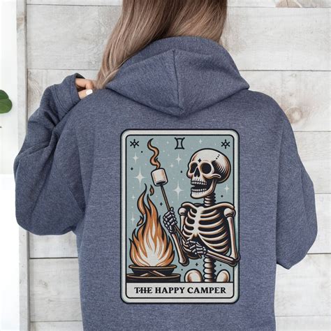 The Happy Camper Hoodie Skeleton Camper Sweatshirt Funny Camping