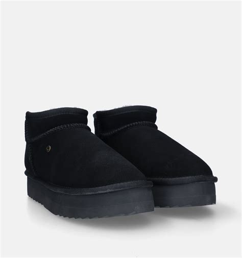 Warmbat Durack Plateau Zwarte Suède Boots Dames Outdoorschoenen Boots