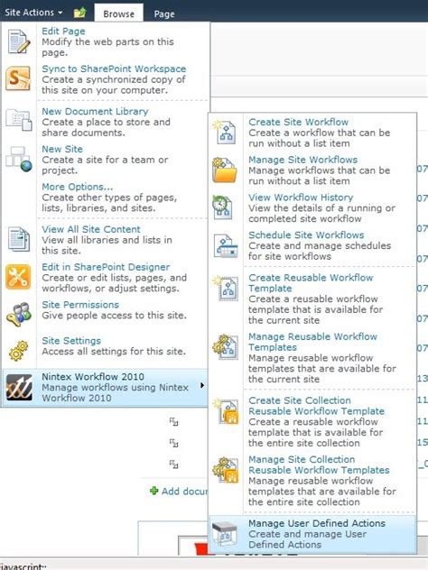 Custom Site Action Flyout Menu Sharepoint Stack Exchange