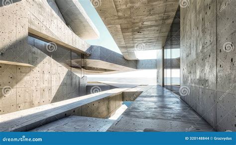 Modern Brutalist Architecture Exterior Background Brutalist Architecture Geometric Passage