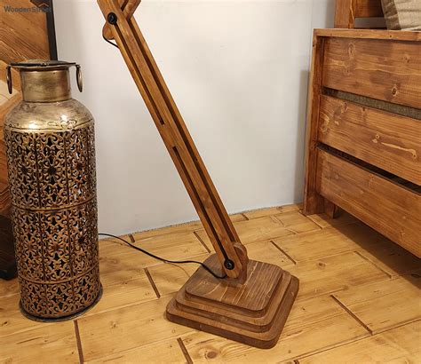 Buy Angler Wooden Floor Lamp With Brown Base And Jute Lampshade At 45