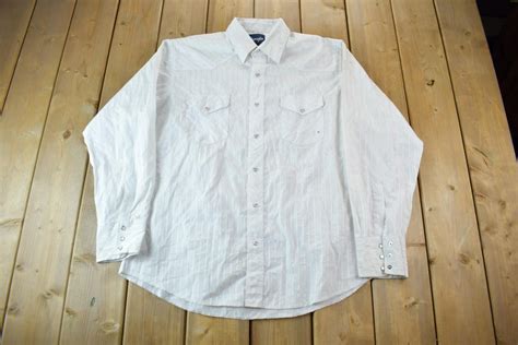 Vintage 1990s Wrangler Western Shirts Pearl Snap Button Up Rodeo Shirt