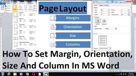 Page Layout How To Set Margin Orientation Size And Columns In MS Word