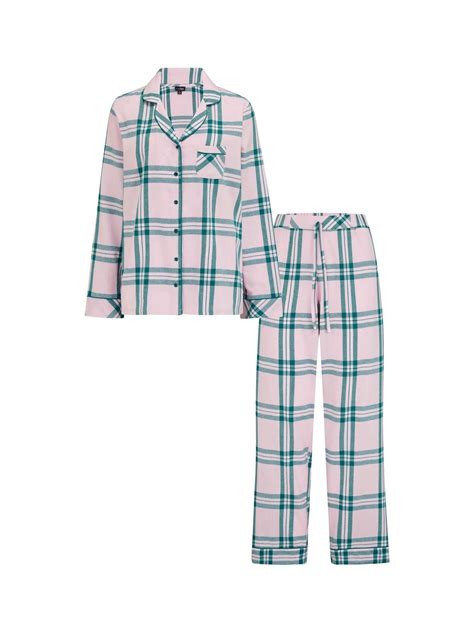 Buy Pour Moi Pink Cosy Check Brushed 100 Cotton Pyjamas T Set From